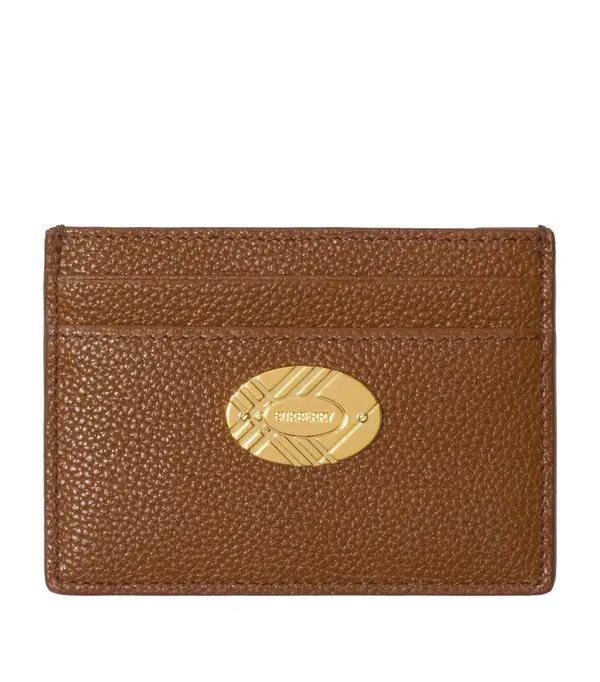 Burberry Leather Engraved Card Holder - Brown