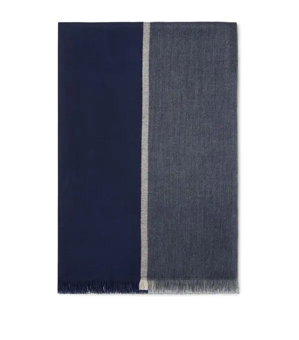 Brunello Cucinelli Cashmere-silk Colour-block Scarf - Blue