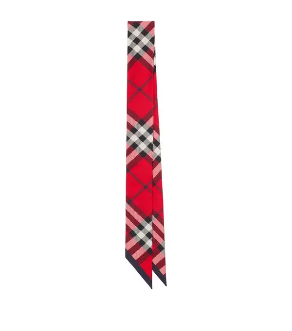 Burberry Silk Skinny Check Scarf - Red