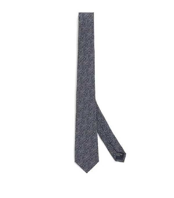 Giorgio Armani Silk Chevron Tie - Blue