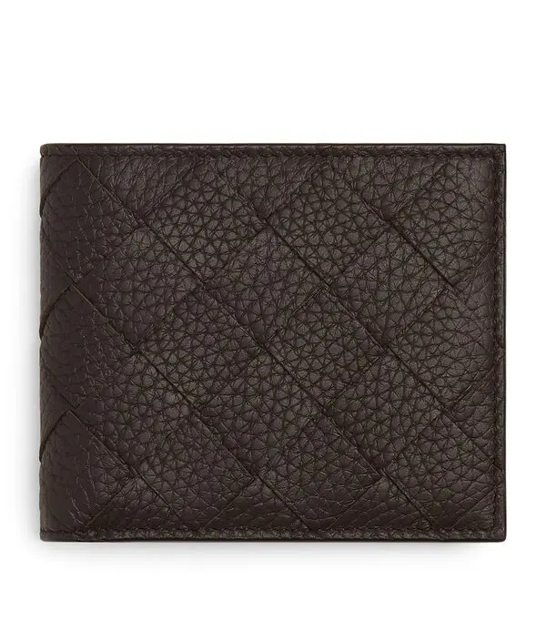 Bottega Veneta Leather Intrecciato Bifold Wallet - Brown