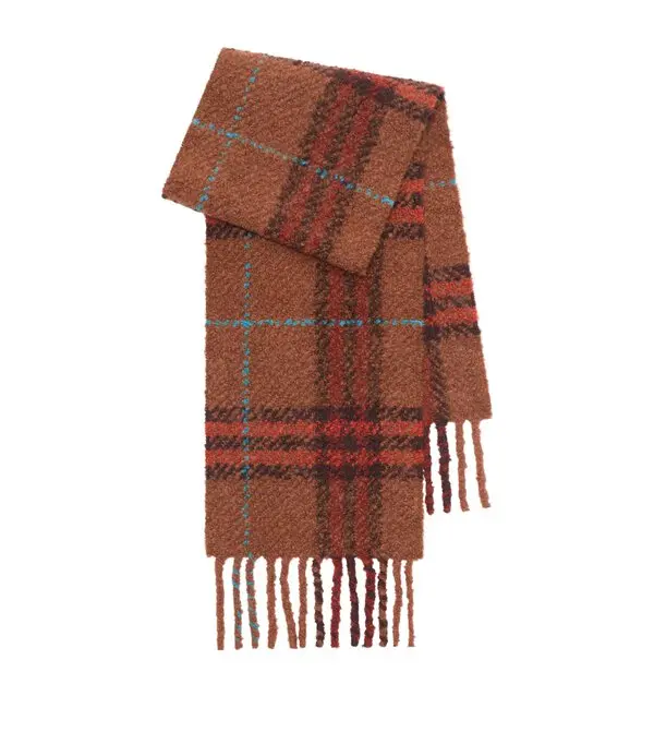 Burberry Alpaca-wool Bouclé Check Scarf - Brown