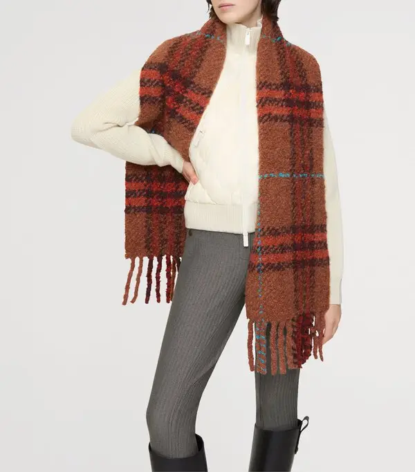 Burberry Alpaca-wool Bouclé Check Scarf - Brown