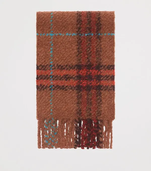 Burberry Alpaca-wool Bouclé Check Scarf - Brown
