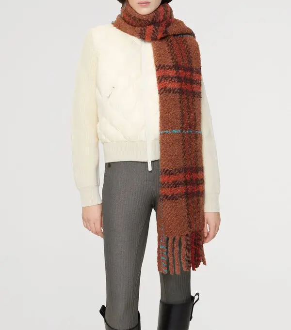 Burberry Alpaca-wool Bouclé Check Scarf - Brown