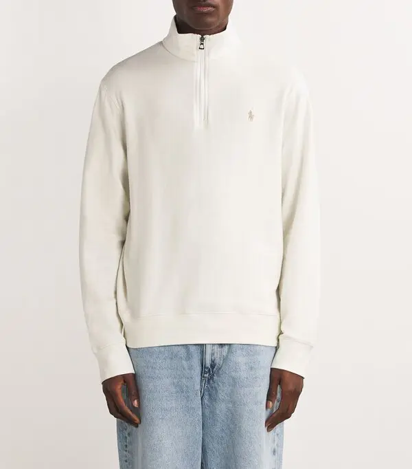 Polo Ralph Lauren Cotton-blend Quarter-zip Sweater - Neutral