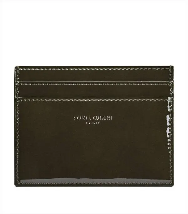 Saint Laurent Patent Leather Logo Card Holder - Green