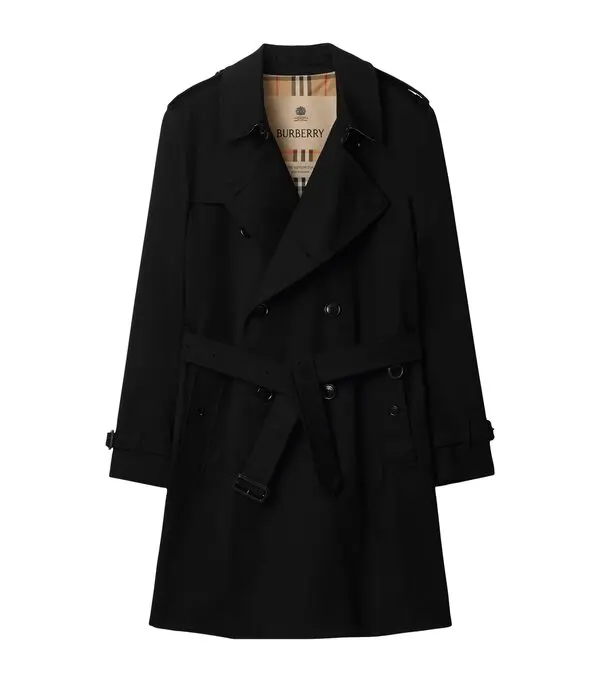 Burberry Kensington Heritage Mid-length Trench Coat - Black
