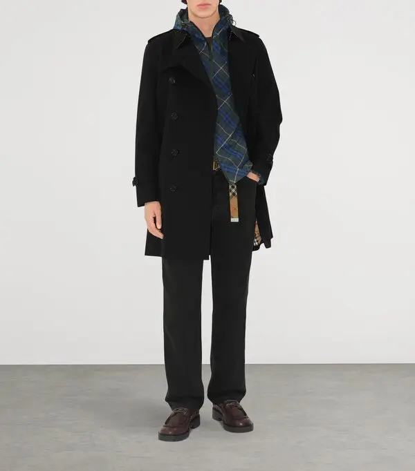 Burberry Kensington Heritage Mid-length Trench Coat - Black