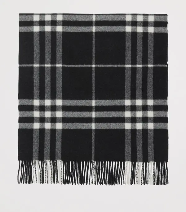 Burberry Cashmere Wide Check Scarf - Black