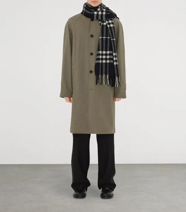 Burberry Cashmere Wide Check Scarf - Black