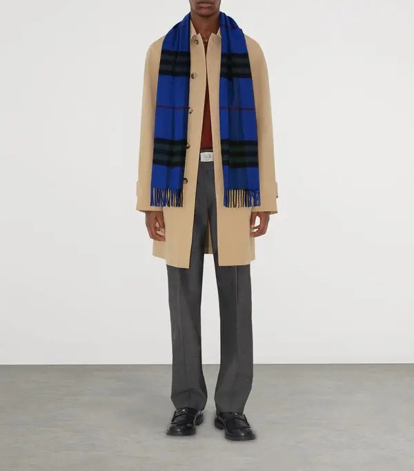 Burberry Cashmere Check Scarf - Blue