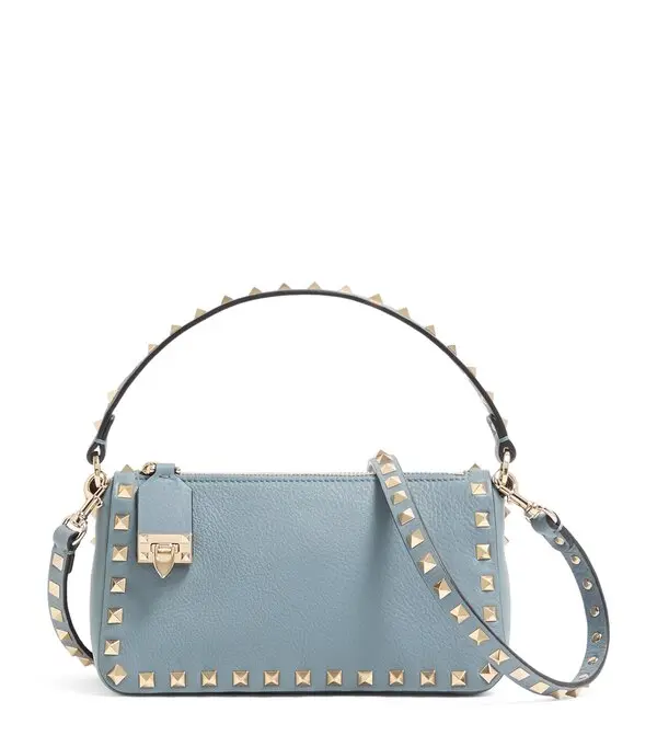 Valentino Garavani Small Leather Rockstud Shoulder Bag - Blue