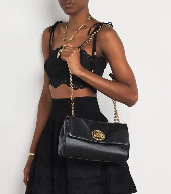 Chloé Medium Leather Heritage Shoulder Bag - Black