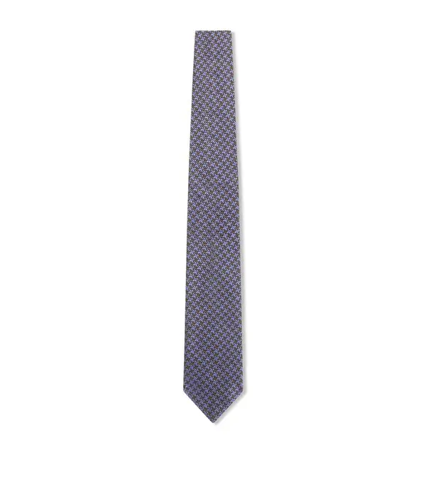 TOM FORD Silk Pied De Poule Neck Tie - Navy