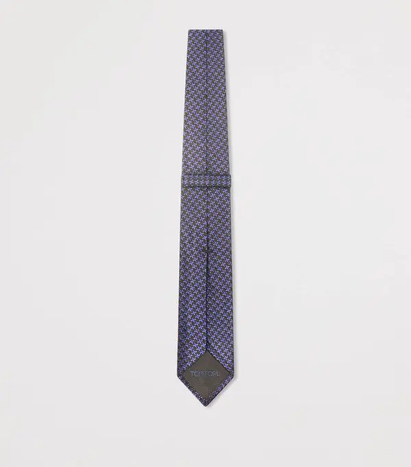 TOM FORD Silk Pied De Poule Neck Tie - Navy