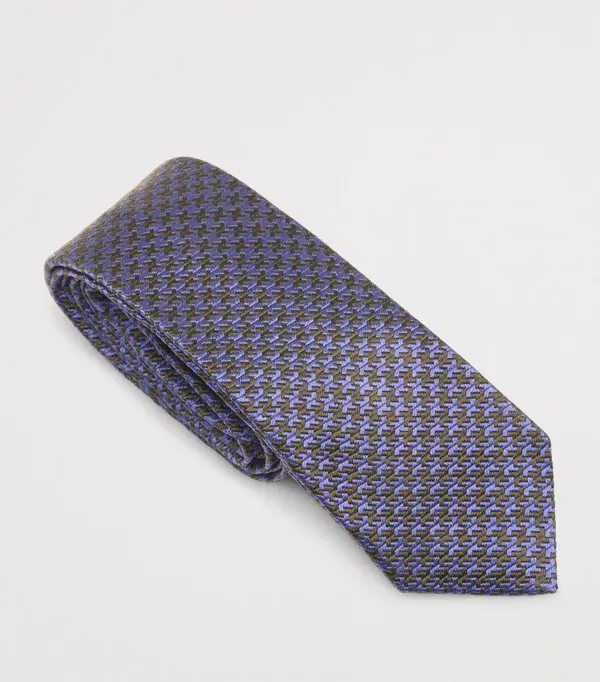 TOM FORD Silk Pied De Poule Neck Tie - Navy