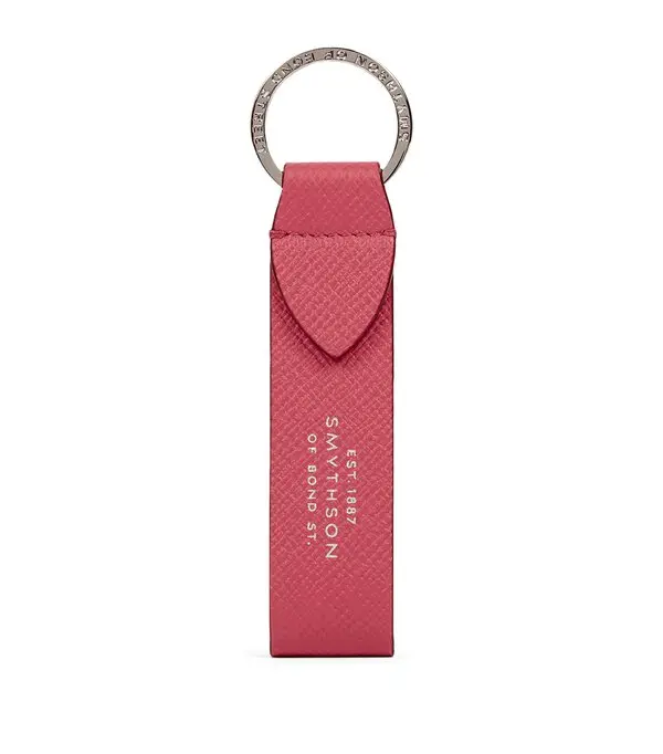 Smythson Panama Leather Keyring - Pink