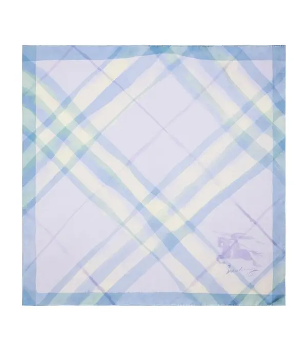 Burberry Silk Watercolour Check Scarf - Purple