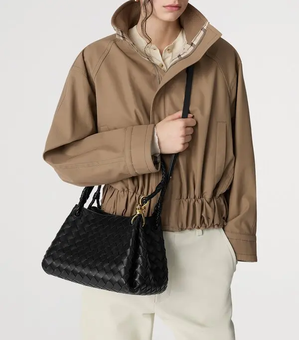 Bottega Veneta Leather Parachute Shoulder Bag - Black