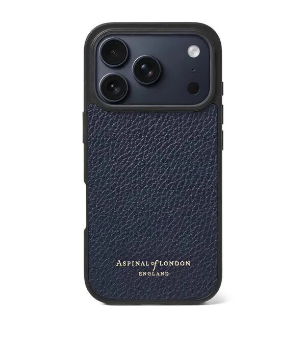 ASPINAL OF LONDON Grained Leather Iphone 17 Pro Case - Navy
