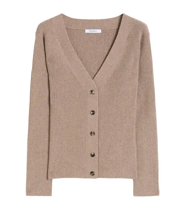 Max Mara Wool-blend Ribbed Cardigan - Beige