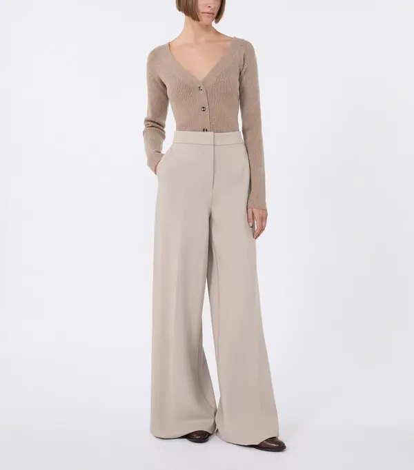 Max Mara Wool-blend Ribbed Cardigan - Beige