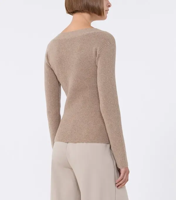 Max Mara Wool-blend Ribbed Cardigan - Beige