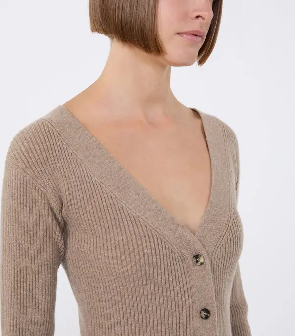 Max Mara Wool-blend Ribbed Cardigan - Beige