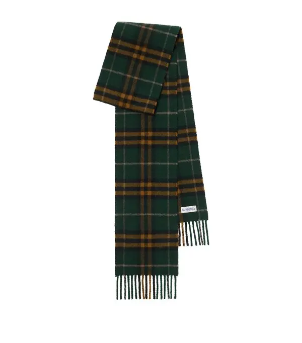 Burberry Cashmere Narrow Check Scarf - Green