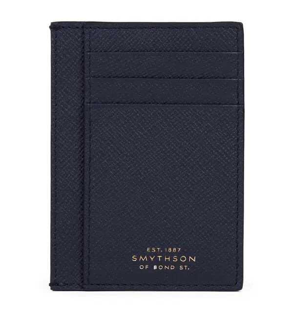 Smythson Panama Leather Compact Card Holder - Blue