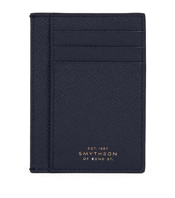Smythson Panama Leather Compact Card Holder - Blue