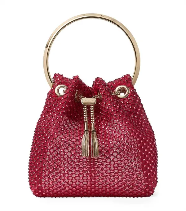JIMMY CHOO Embellished Bon Bon Top-handle Bag - Red
