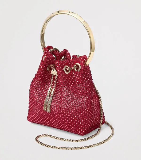 JIMMY CHOO Embellished Bon Bon Top-handle Bag - Red