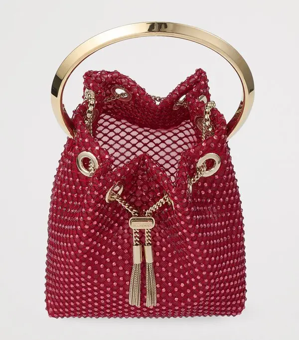 JIMMY CHOO Embellished Bon Bon Top-handle Bag - Red
