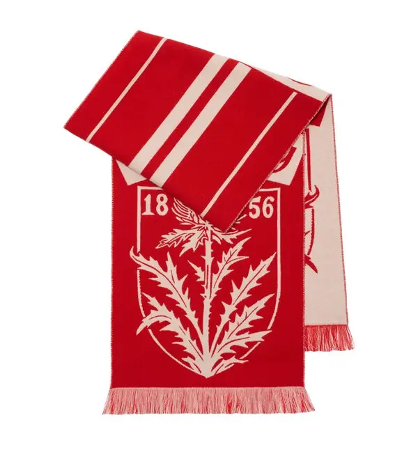 Burberry Wool Thistle Shield Scarf - Red