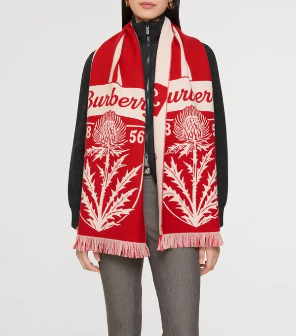 Burberry Wool Thistle Shield Scarf
