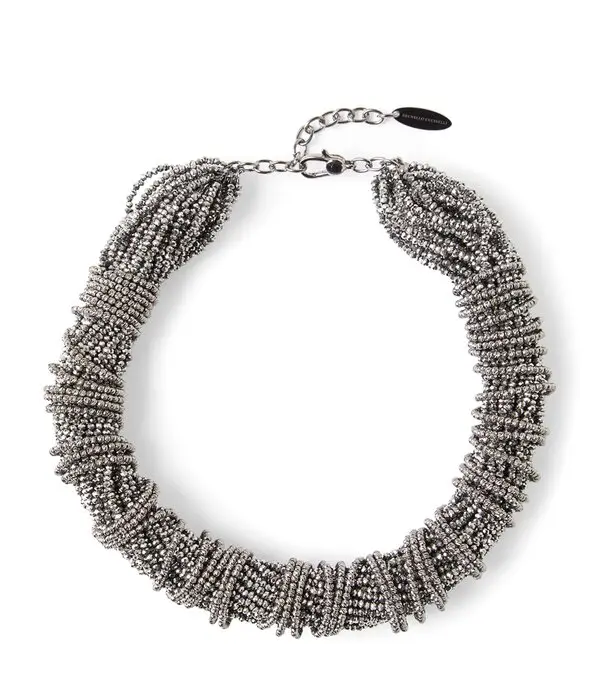 Brunello Cucinelli Sterling Silver Beaded Necklace - Grey