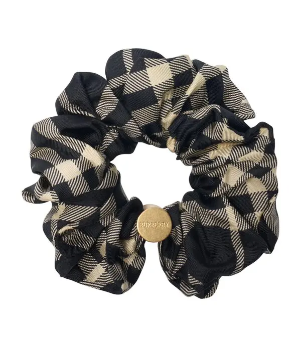 Burberry Checked Hair Scrunchie - Black | Editorialist display picture 1