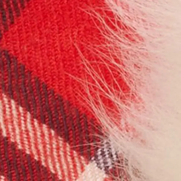 Burberry Wool Check Trapper Hat - Red