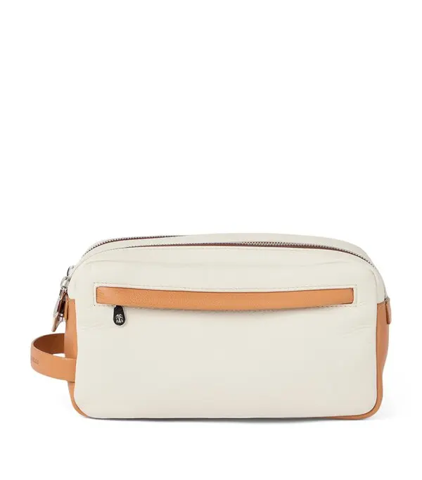Brunello Cucinelli Leather Wash Bag - White