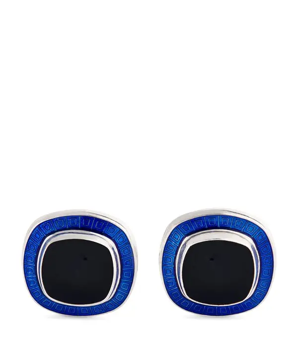 DEAKIN & FRANCIS Sterling Silver Enamel Cufflinks - Black