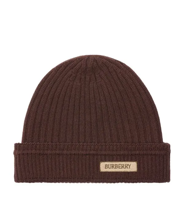 Burberry Wool Logo Beanie - Brown