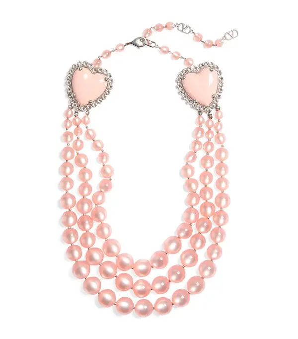 Valentino Garavani Beaded Coeur Hyperbole Layered Necklace - Pink