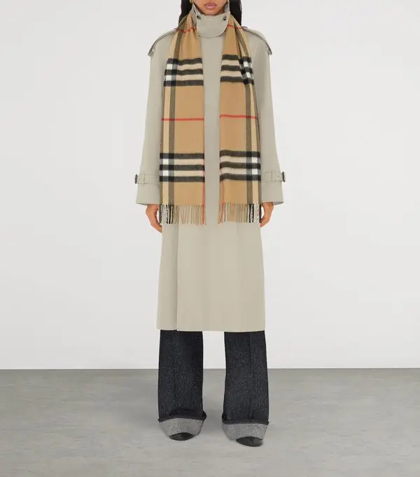 Burberry Cashmere Check Scarf - Beige