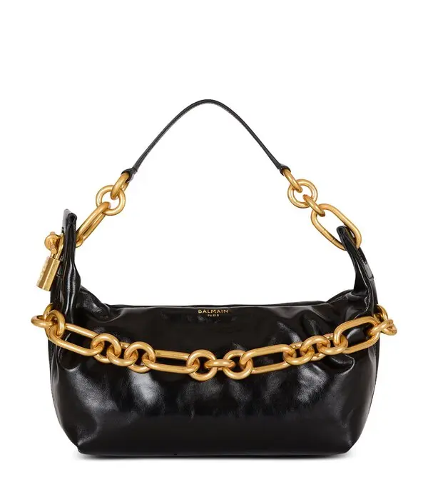 Balmain Leather Sync Shoulder Bag - Black