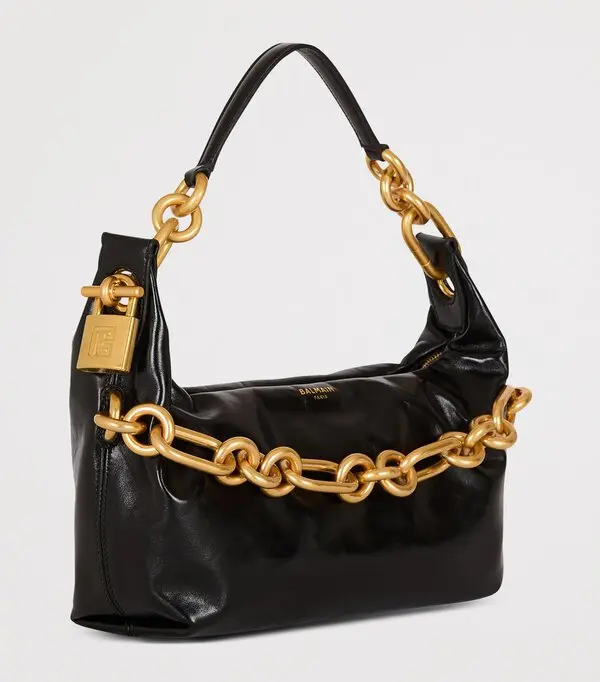 Balmain Leather Sync Shoulder Bag - Black