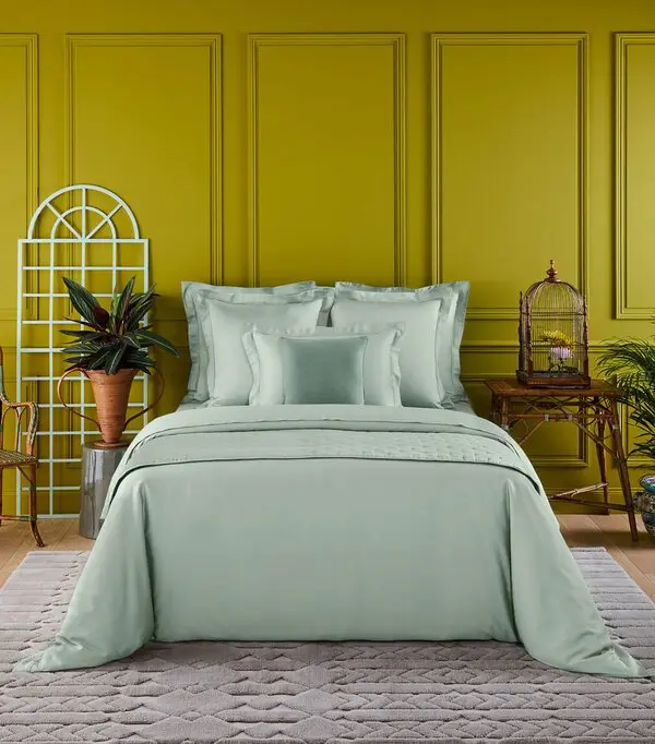 YVES DELORME Triomphe Square Oxford Pillowcase - Green