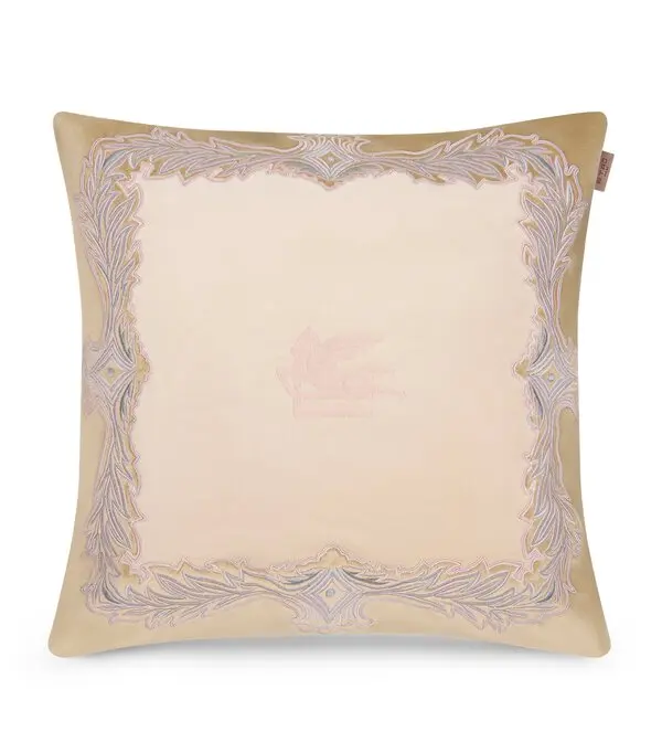 Etro Cotton Velvet Embroidered Kiri Cushion - Neutral