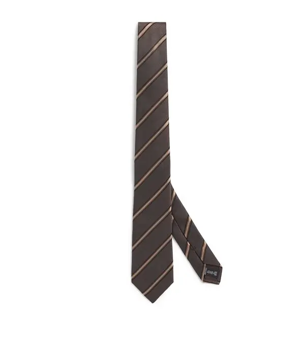 Giorgio Armani Silk Regimental Stripe Neck Tie - Brown